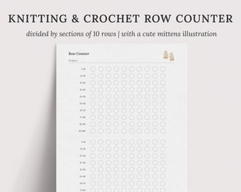 Printable Knitting and Crochet Row Round Counter Minimalist Row Tracker ...