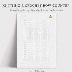 Printable Knitting and Crochet Row Round Counter | Hat Row Counter ...