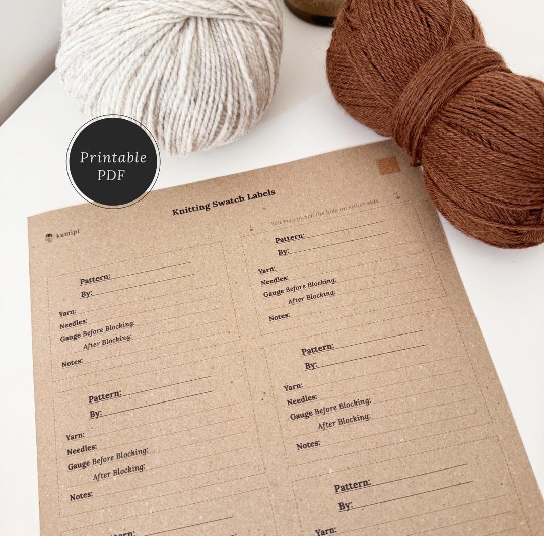 Printable Knitting Swatch Label | Minimalist | Print at Home ...