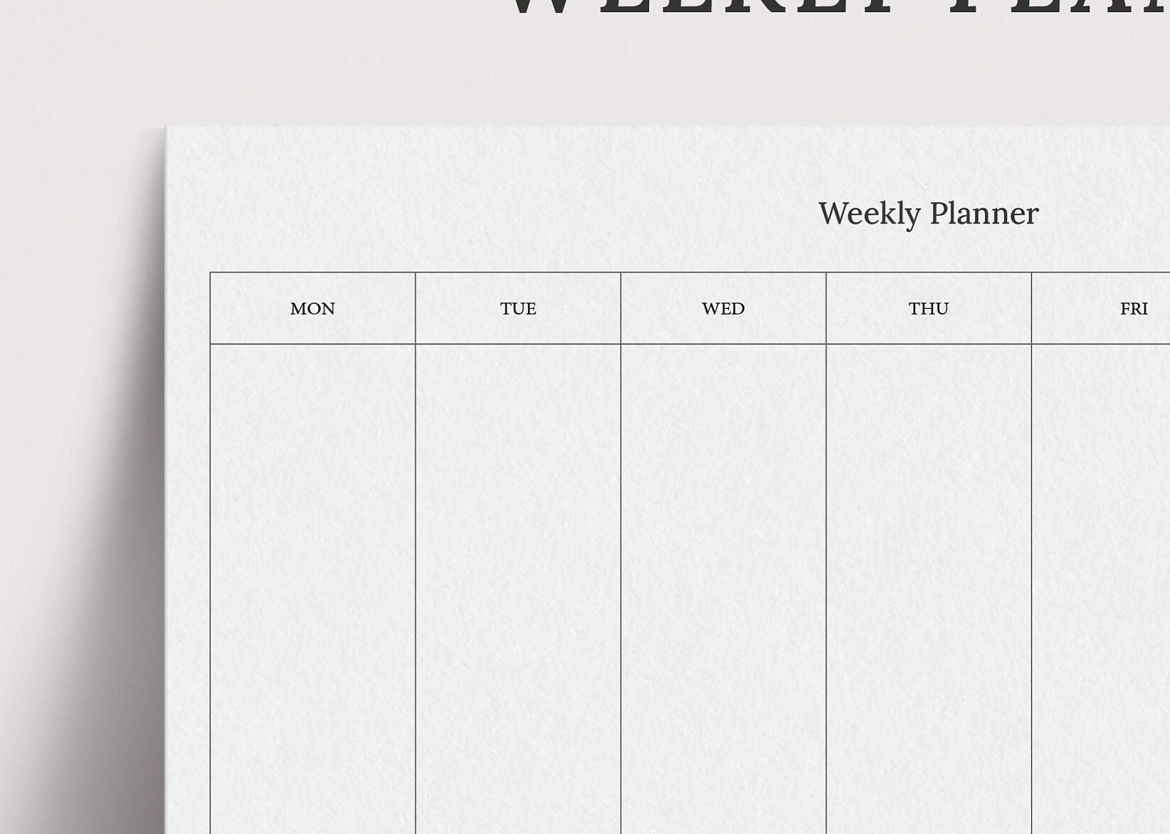Monday Start Printable Weekly Planner Minimalist Weekly Planner ...