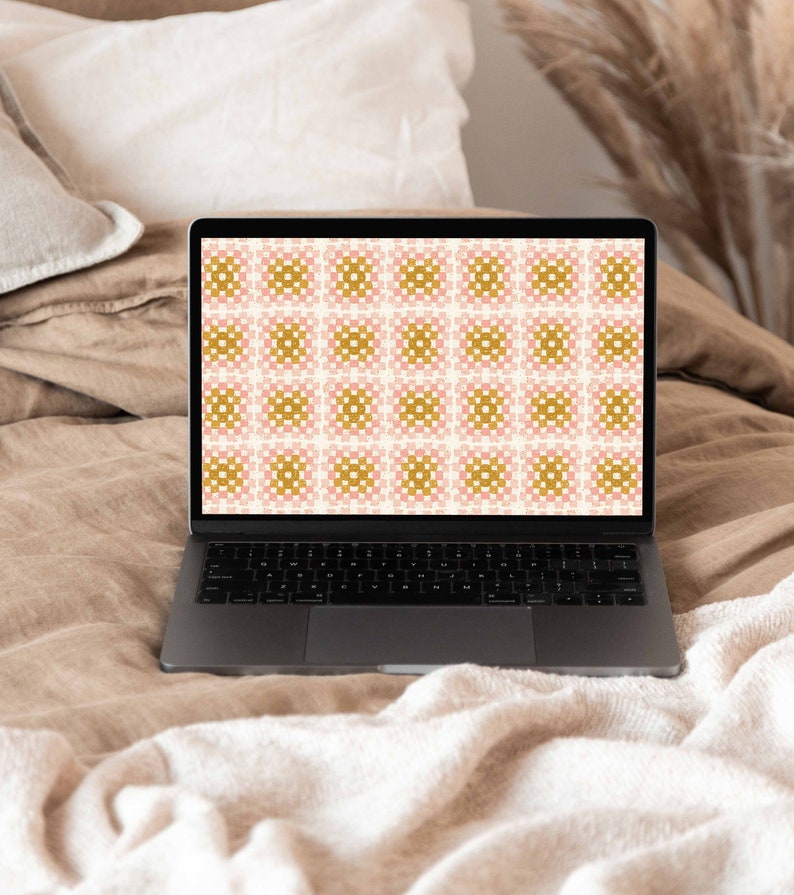 Crochet Granny Square Digital Background Digital Wallpaper for Desktop ...