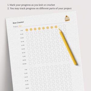 Printable Knitting and Crochet Row Round Counter | Hat Row Counter ...