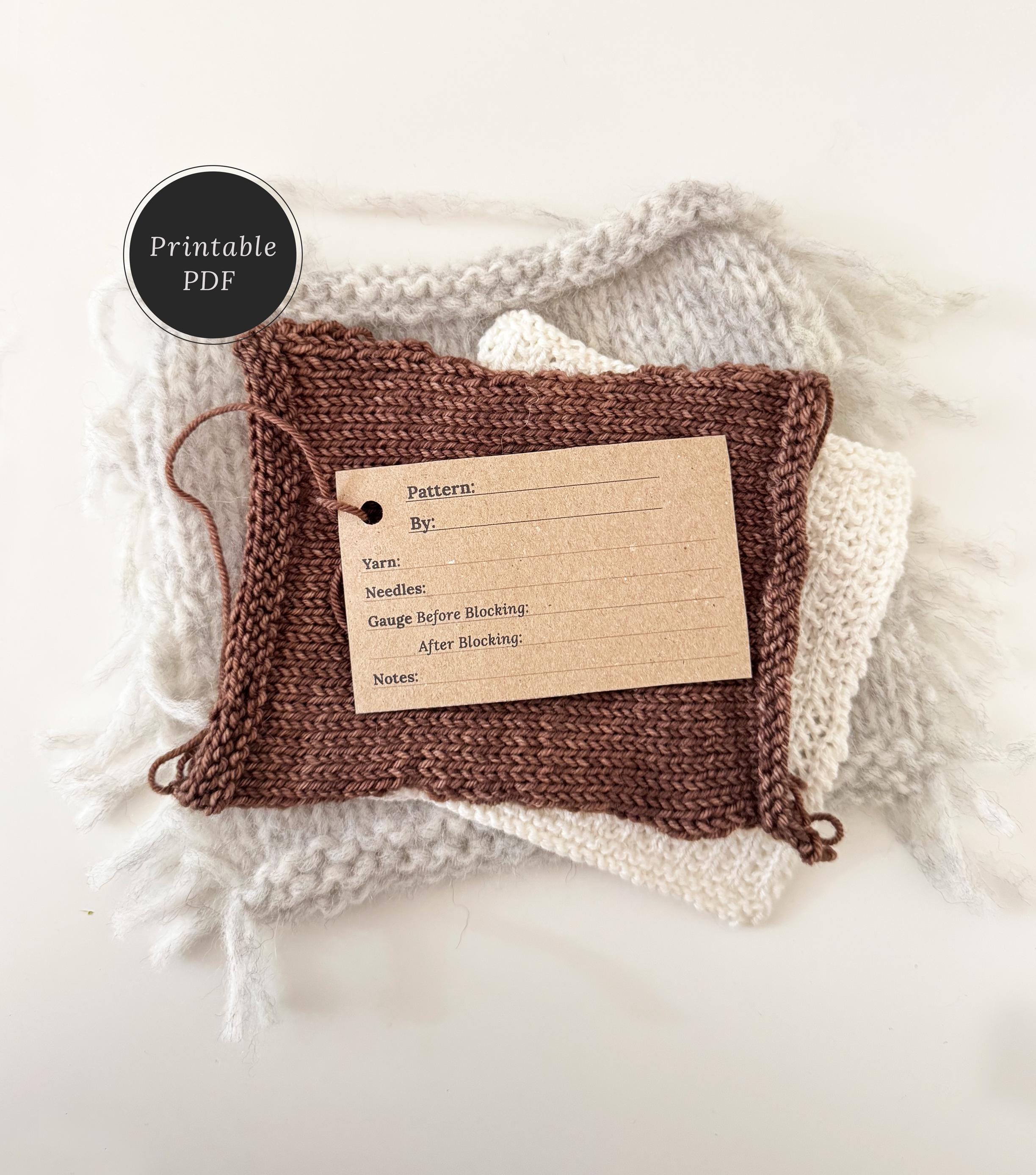 Printable Knitting Swatch Label | Minimalist | Print at Home ...