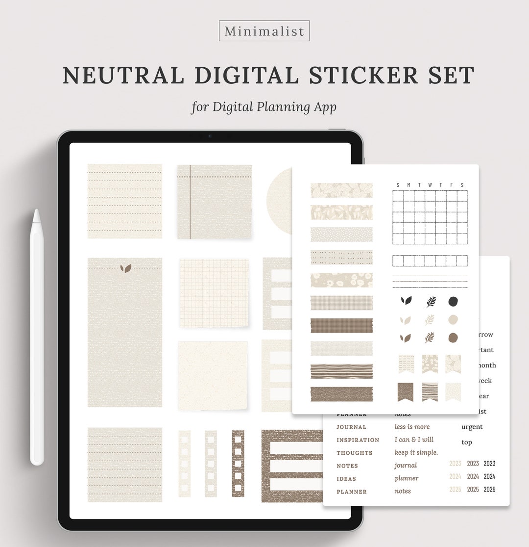 Digital Planning Sticker Set Neutral Essential Goodnotes - Etsy