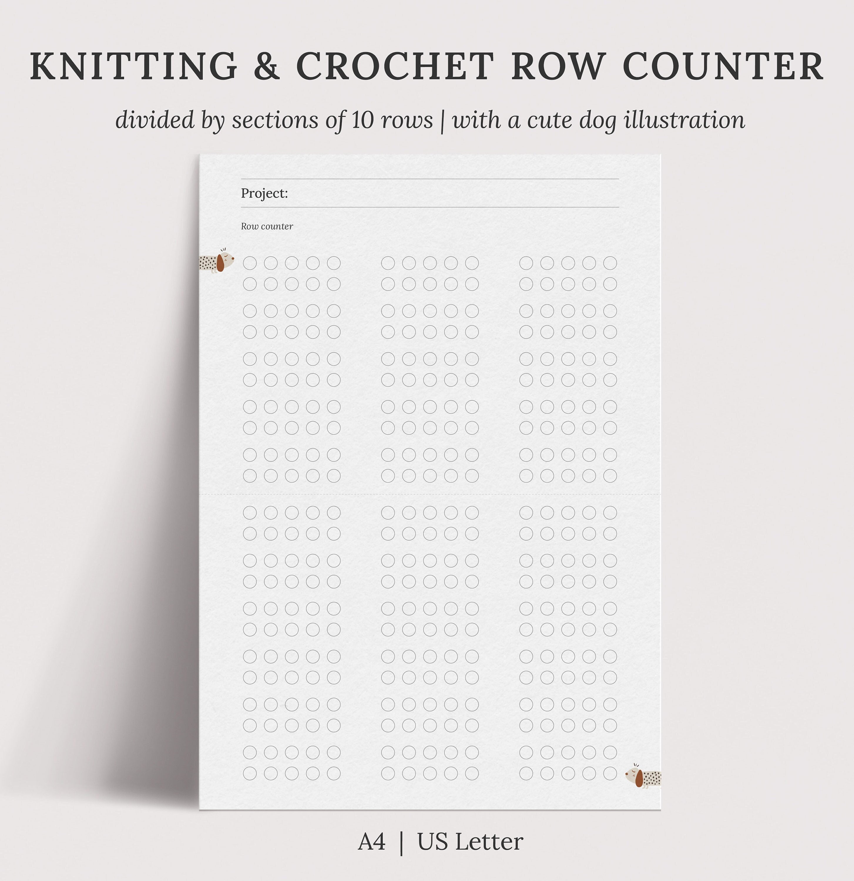 Printable Knitting and Crochet Row Round Counter | Minimalist Row ...