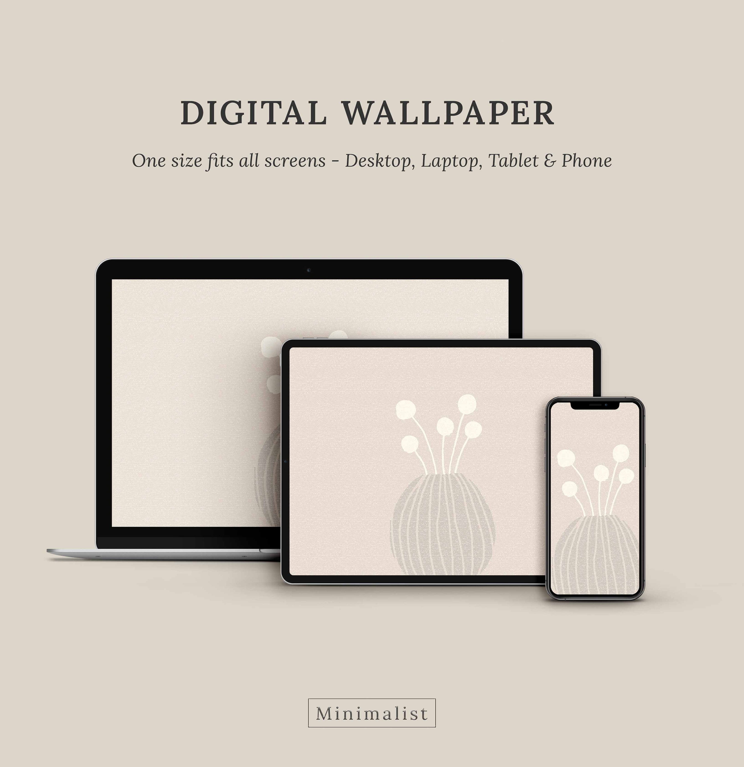 Digital Wallpaper for Desktop, Tablet, Ipad, iPhone Neutral Beige Plant ...