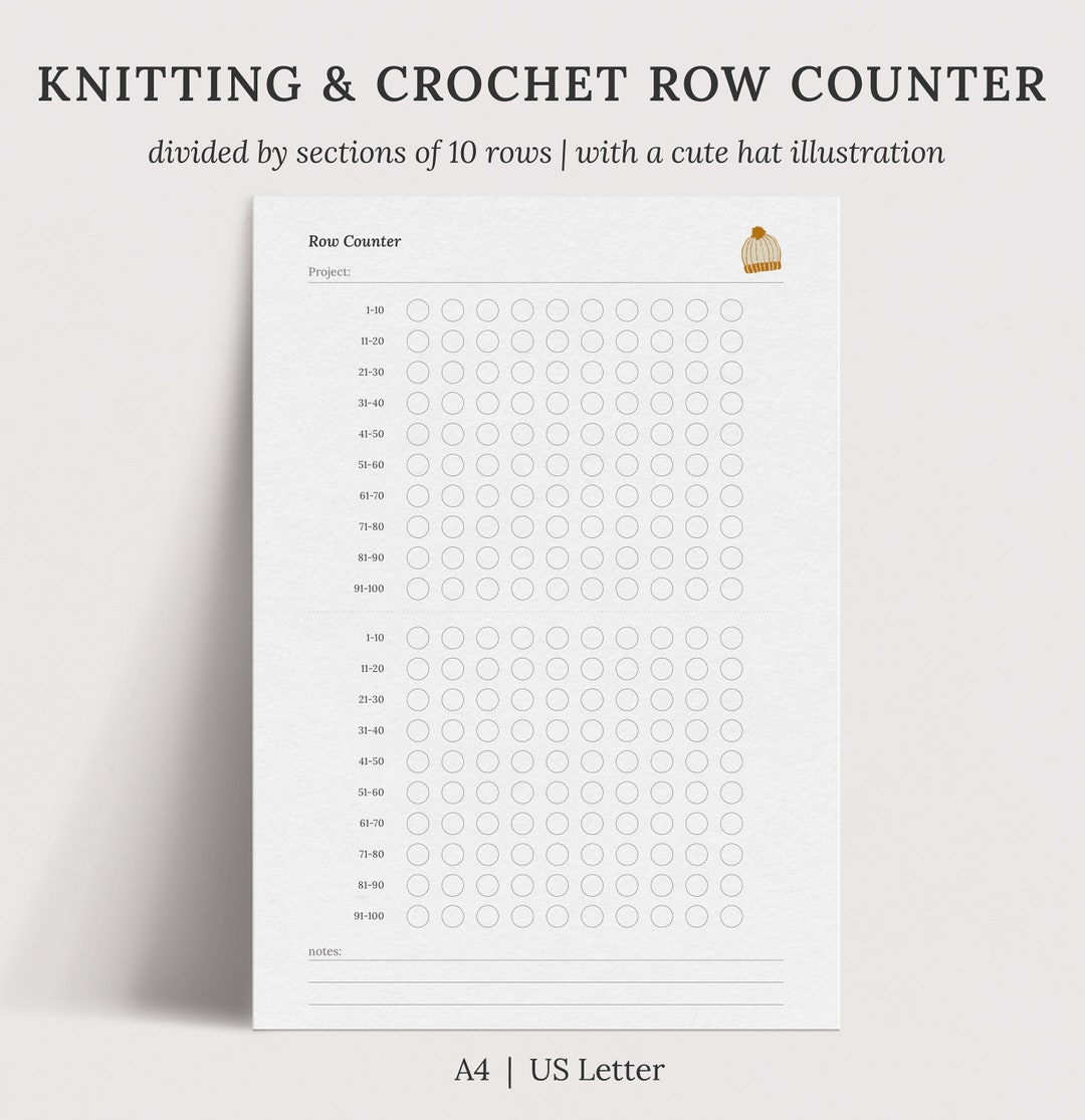 Printable Knitting and Crochet Row Round Counter | Hat Row Counter ...