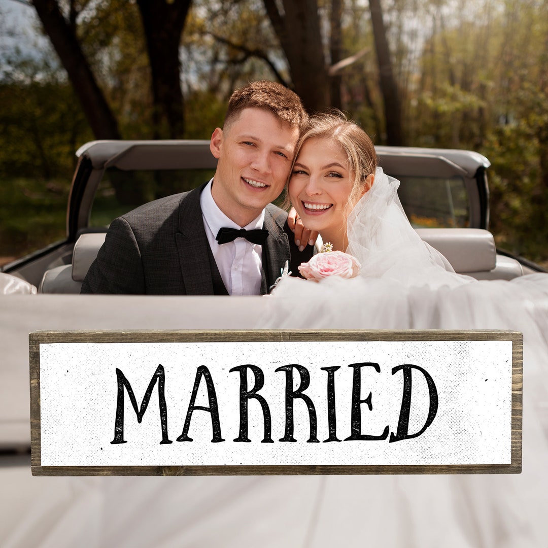 Married - Wooden Sign With Metal - Wedding Centerpiece Table ...