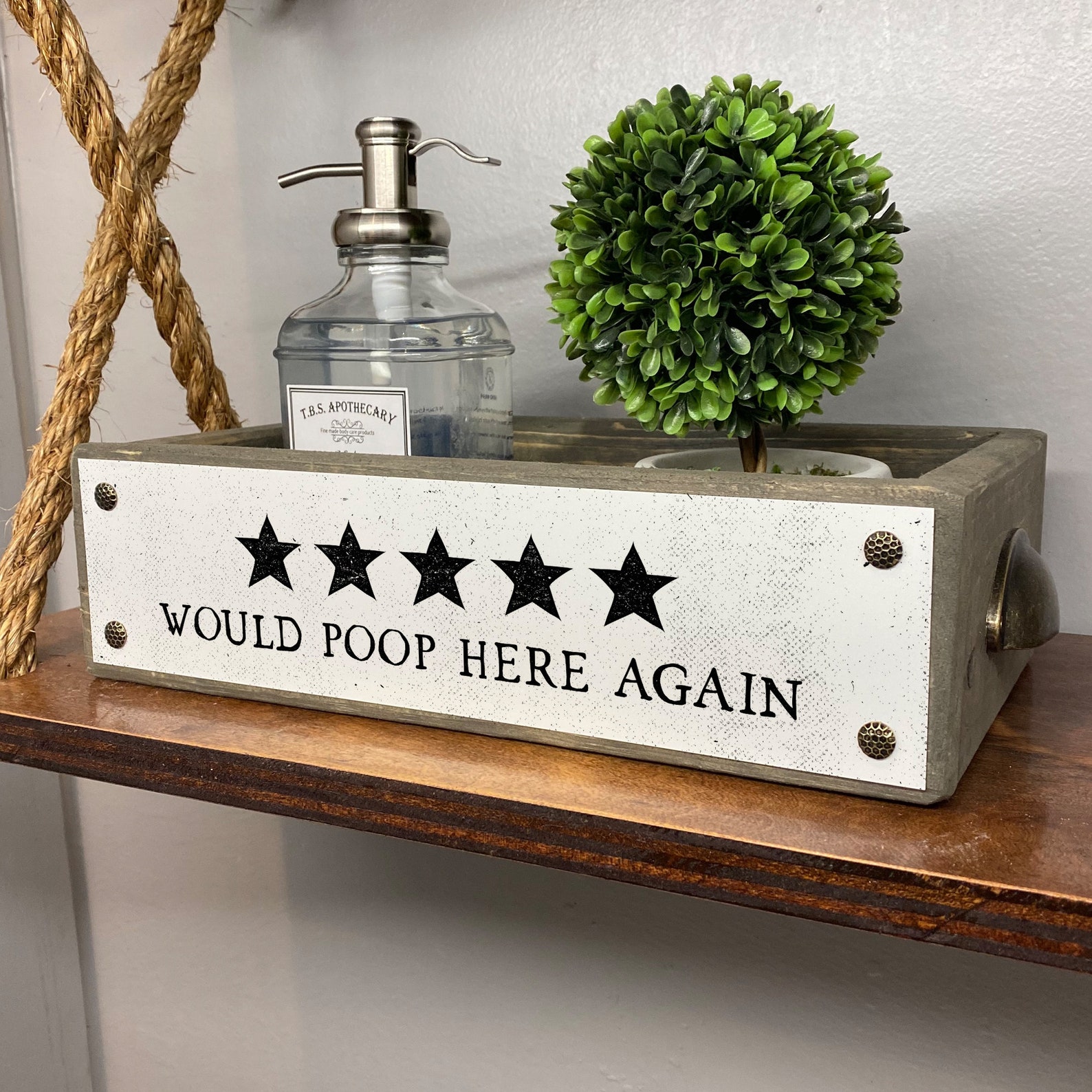 Would Poop Here Again Bathroom Box Cute & Funny Rustic - Etsy