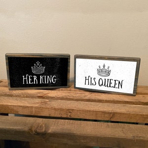 Her King, His Queen - Two Handmade Rustic Couple Metal Wood Signs Cute ...