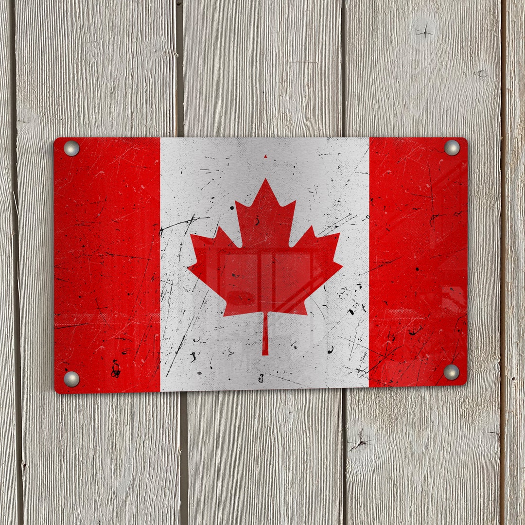 12" X 7.25" Rustic Canadian Flag – Maple Leaf Canada Metal Art Wall ...