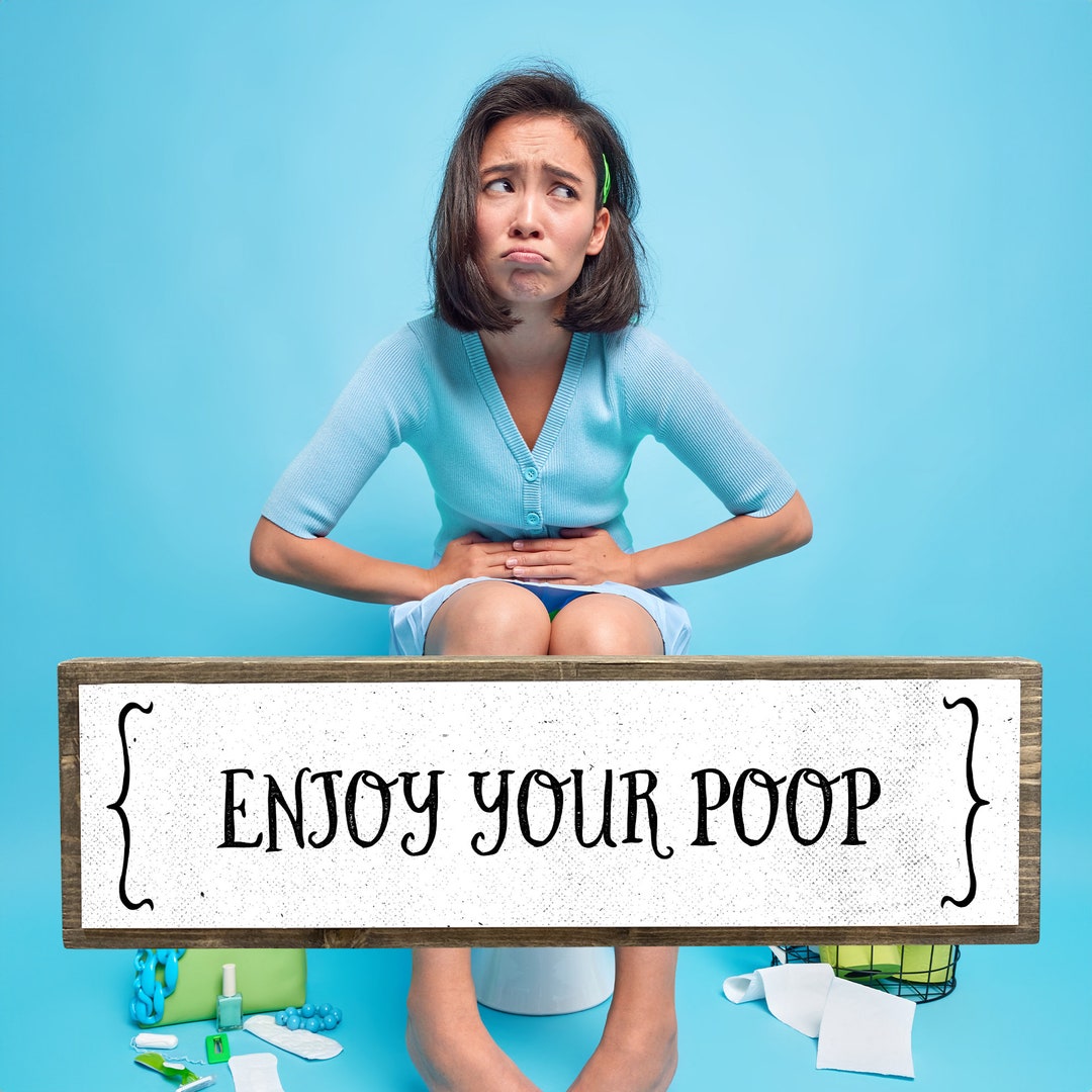 Enjoy Your Poop - Wooden Sign With Metal - Farmhouse Bathroom Decor ...