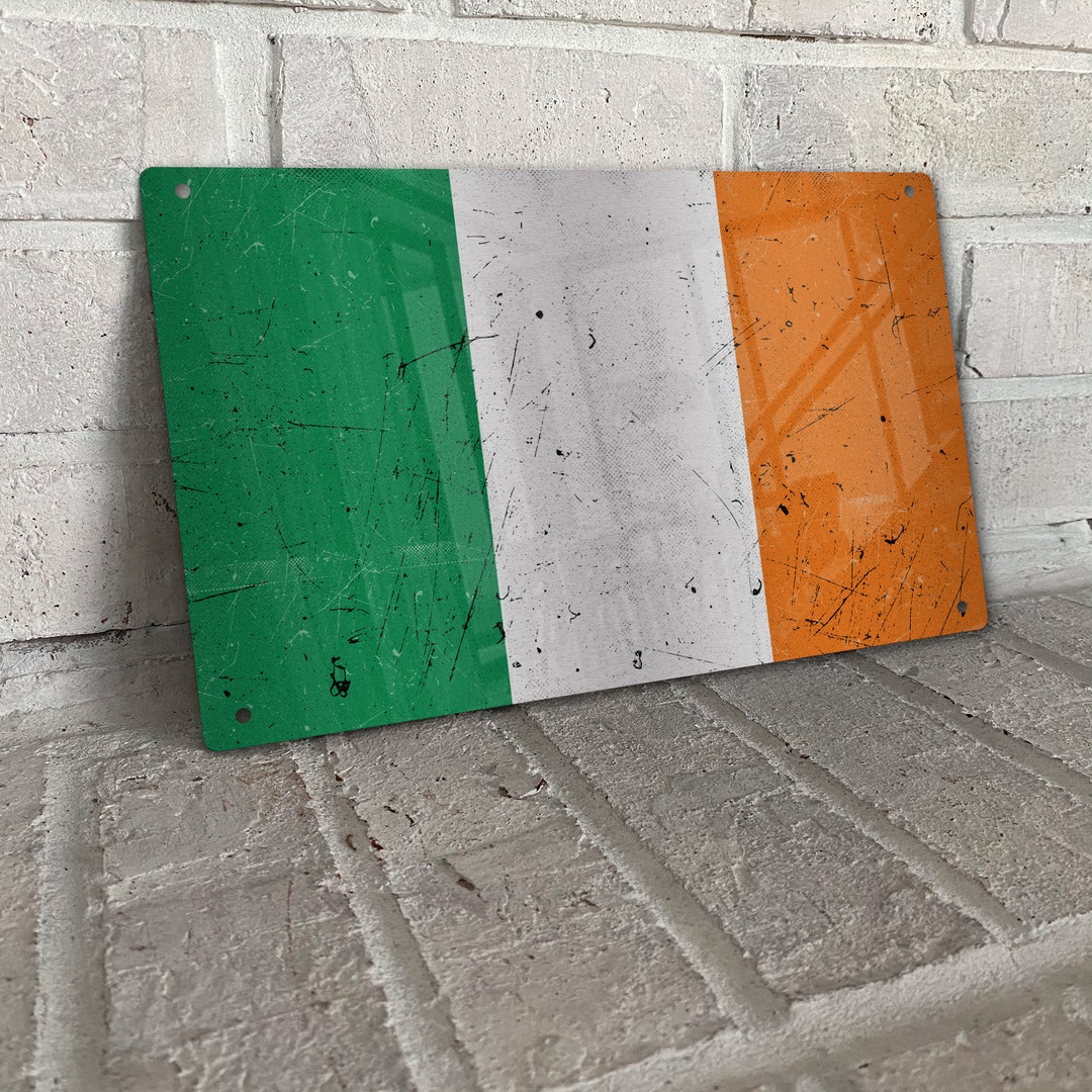 12" X 7.25" Rustic Irish Flag – Flag of Ireland Metal Art Wall Décor ...