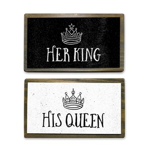 Her King, His Queen - Two Handmade Rustic Couple Metal Wood Signs Cute ...