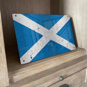 12" X 7.25" Rustic Scottish Flag – Flag of Scotland Metal Art Wall ...
