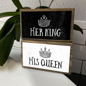 Her King, His Queen - Two Handmade Rustic Couple Metal Wood Signs Cute ...