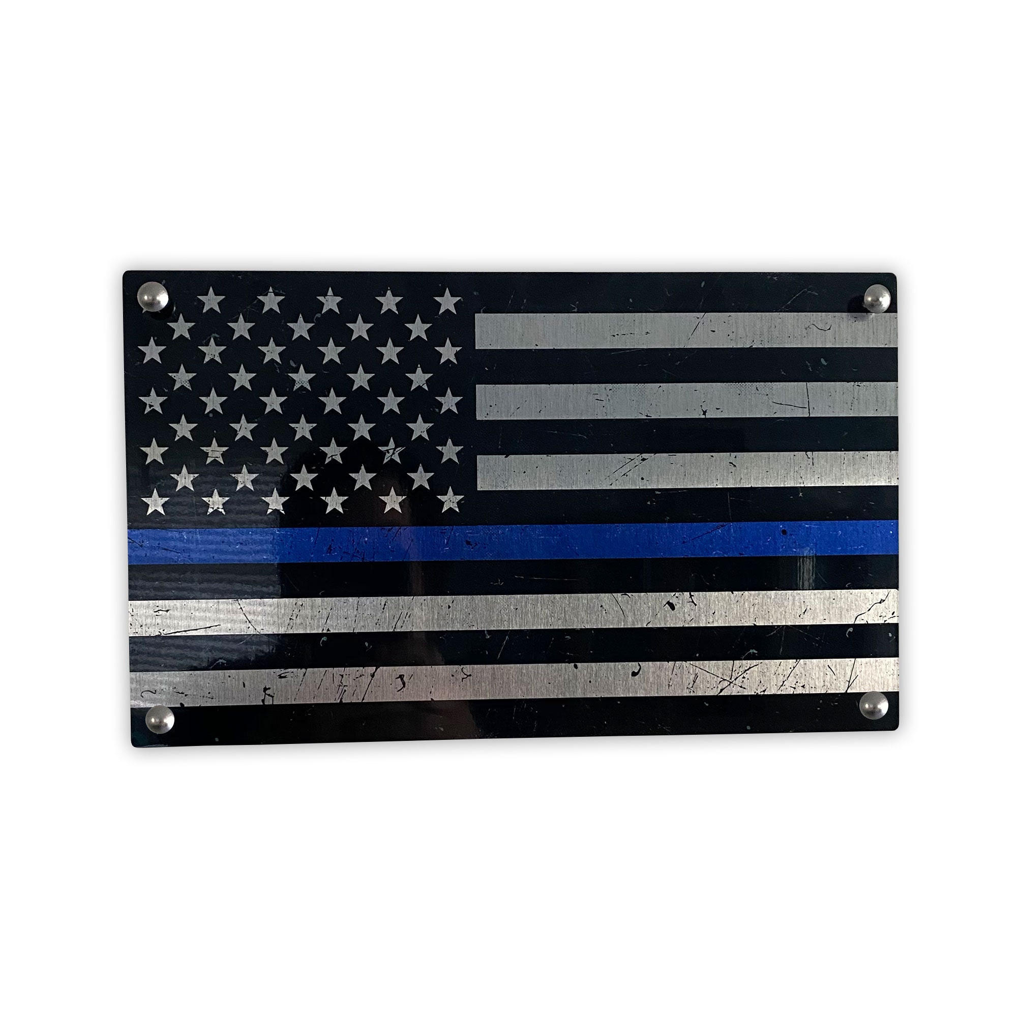 Blue Line Flag Metal Wall Art: Patriotic Decor (12" X 7.25") - Etsy