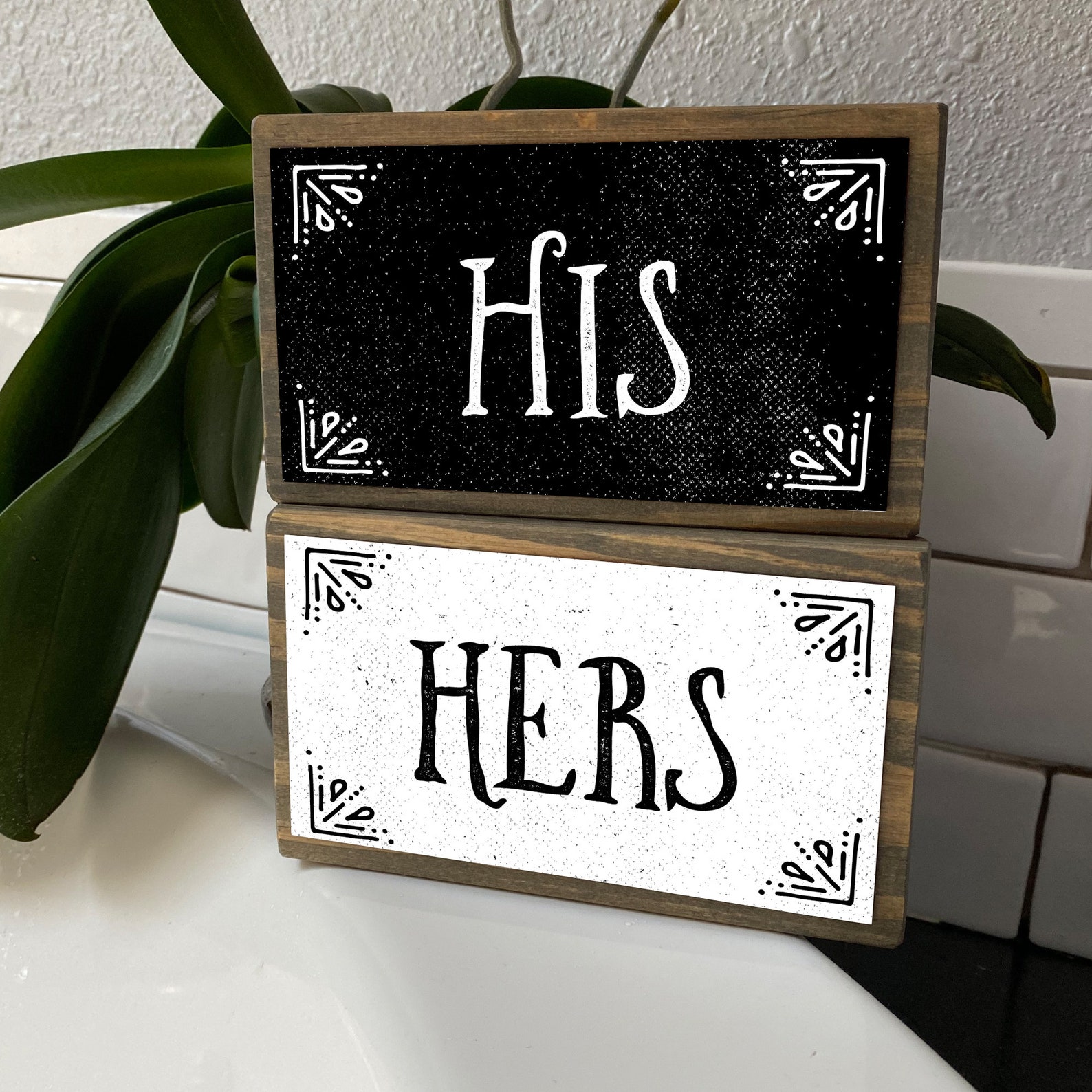 His Hers Two Handmade Rustic Couple Metal Wood Signs Cute - Etsy