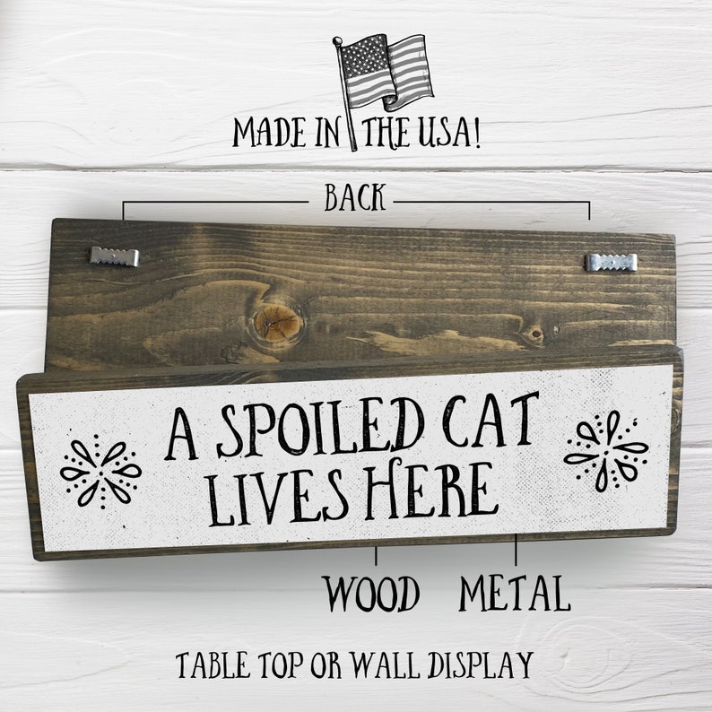 A Spoiled Cat Lives Here Metal Wood Sign Light Farmhouse - Etsy