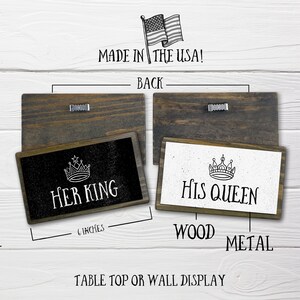 Her King, His Queen - Two Handmade Rustic Couple Metal Wood Signs Cute ...
