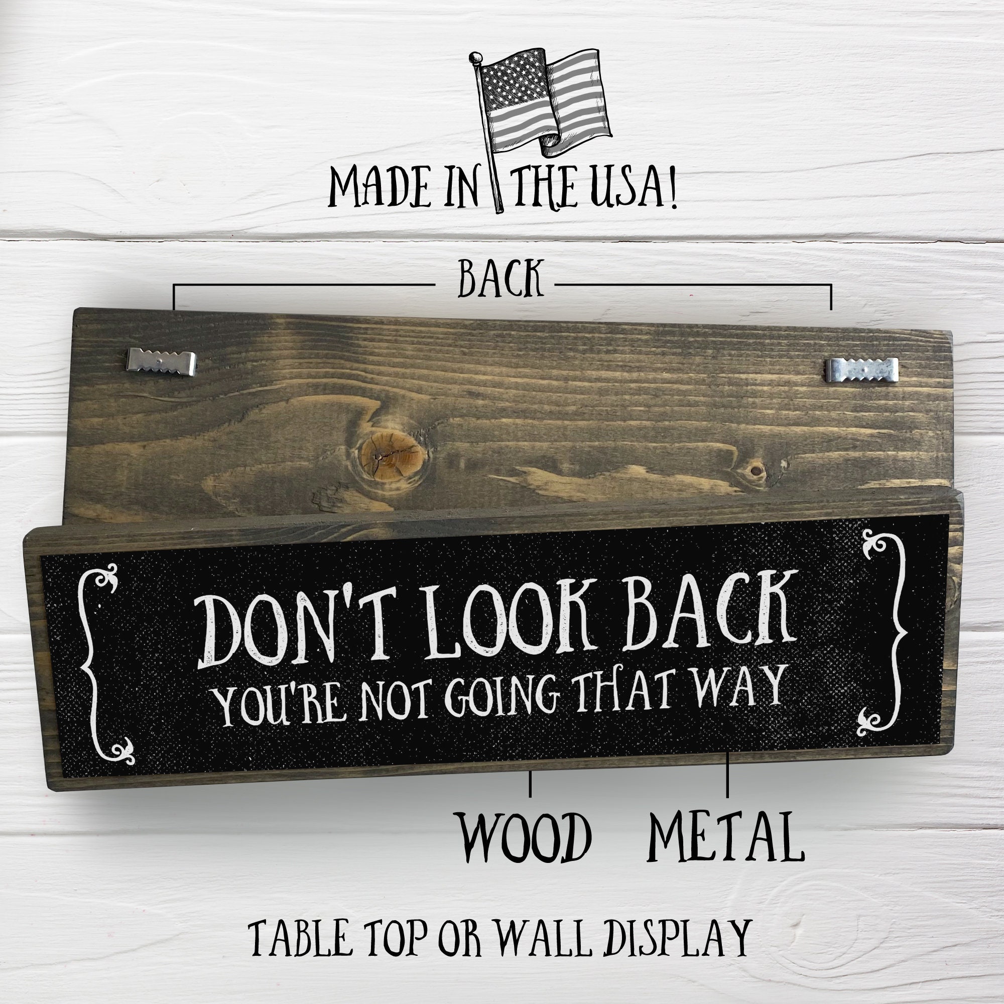 Inspirational Wood & Metal Sign: Don't Look Back - Motivational Wall ...