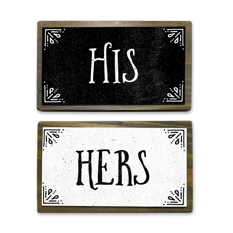 His Hers Two Handmade Rustic Couple Metal Wood Signs Cute - Etsy