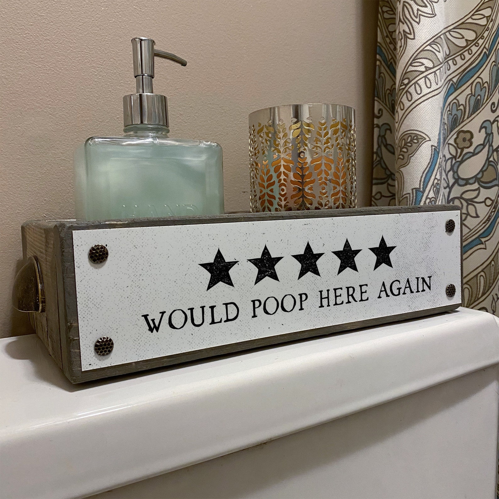 Would Poop Here Again Bathroom Box Cute & Funny Rustic - Etsy