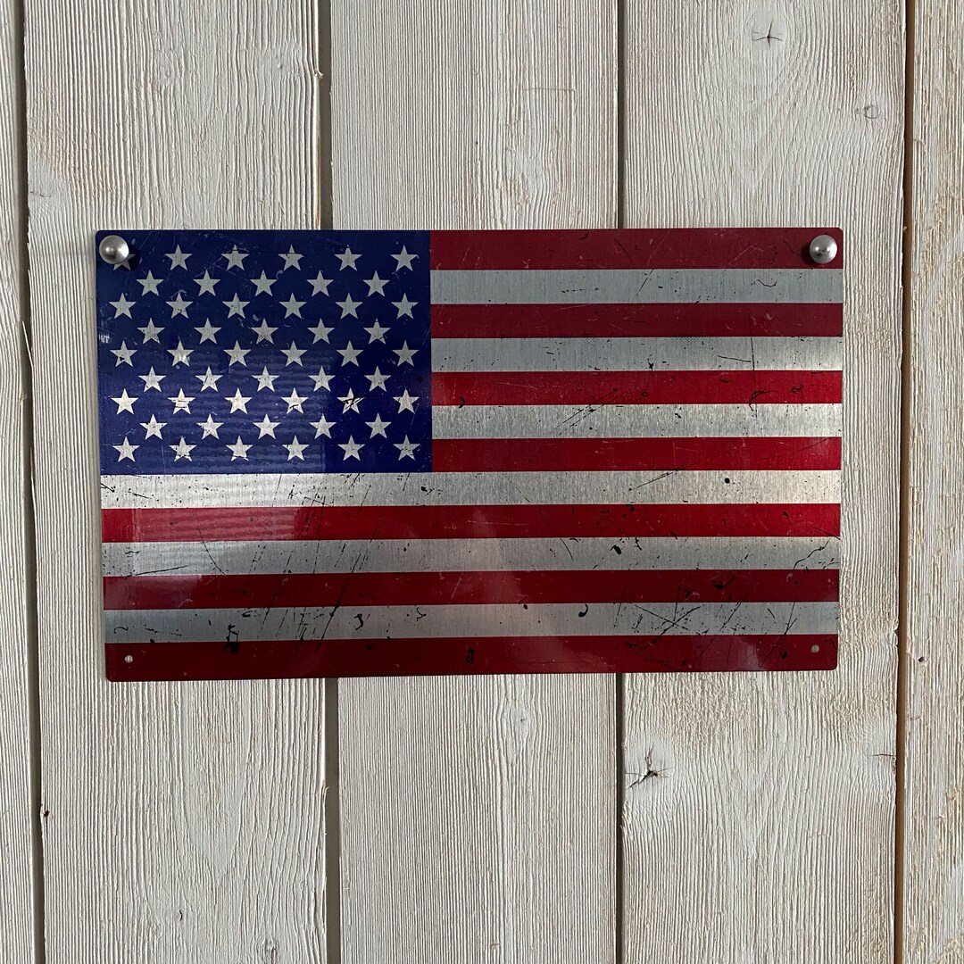 Metal American Flag Wall Decor: Patriotic Hanging Sign (12" X 7.25") - Etsy