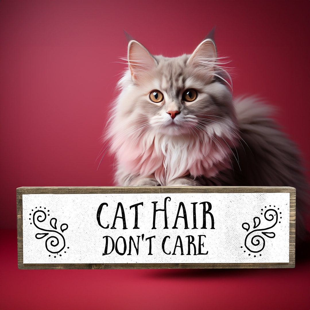 Cat Hair Don't Care - Wooden Sign With Metal - Cat Mom Gifts - Cool ...