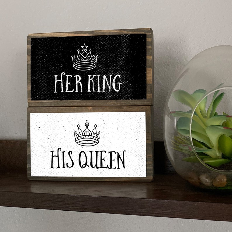 Her King His Queen Two Handmade Rustic Couple Metal Wood - Etsy