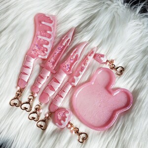 Iridescent Pastel Soft Pink Resin Daggers, Cleaver, Trinket Tray ...