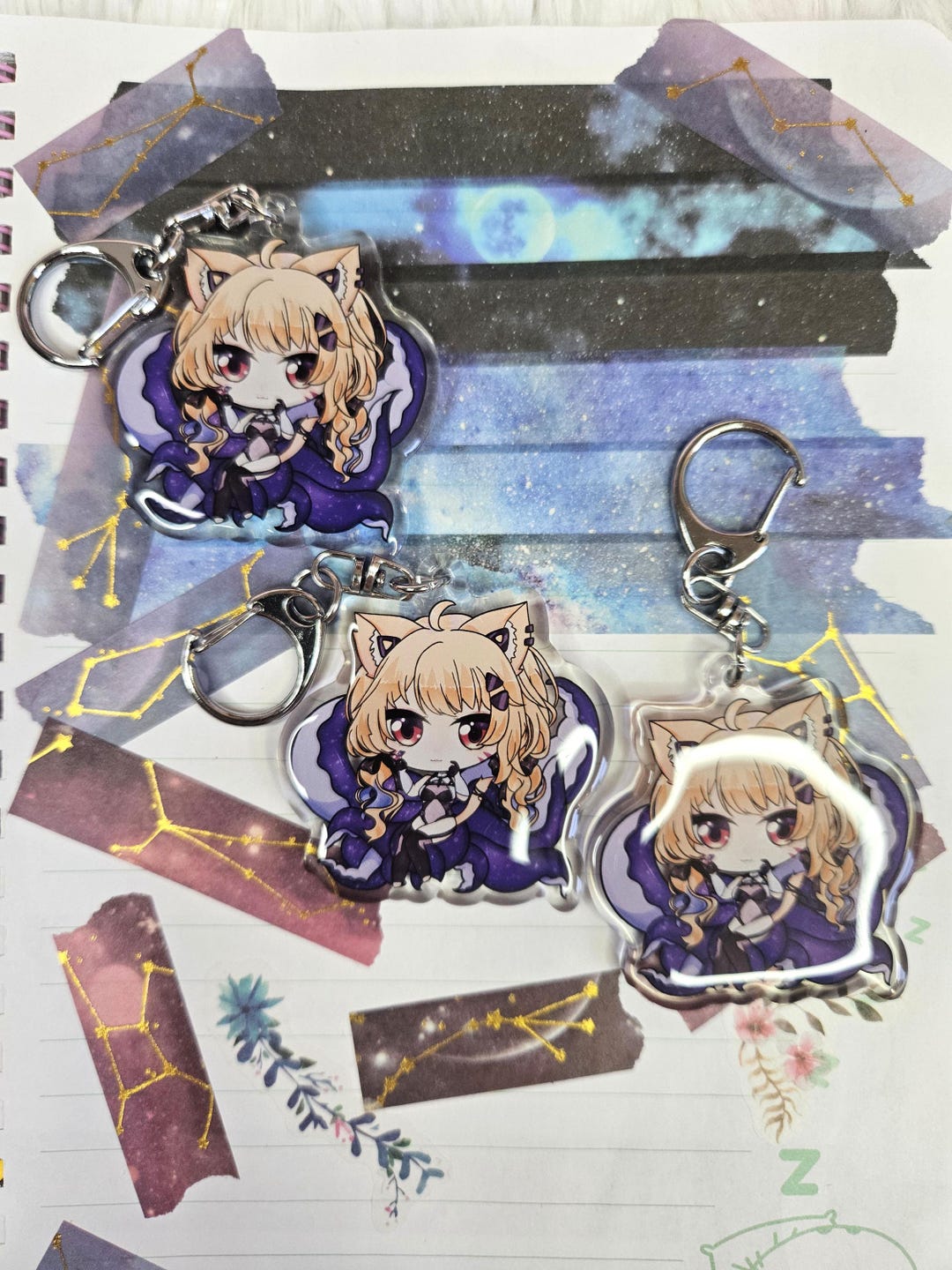 2" Squchan Vtuber Space Cat Blonde Girl Phone Charm - Etsy
