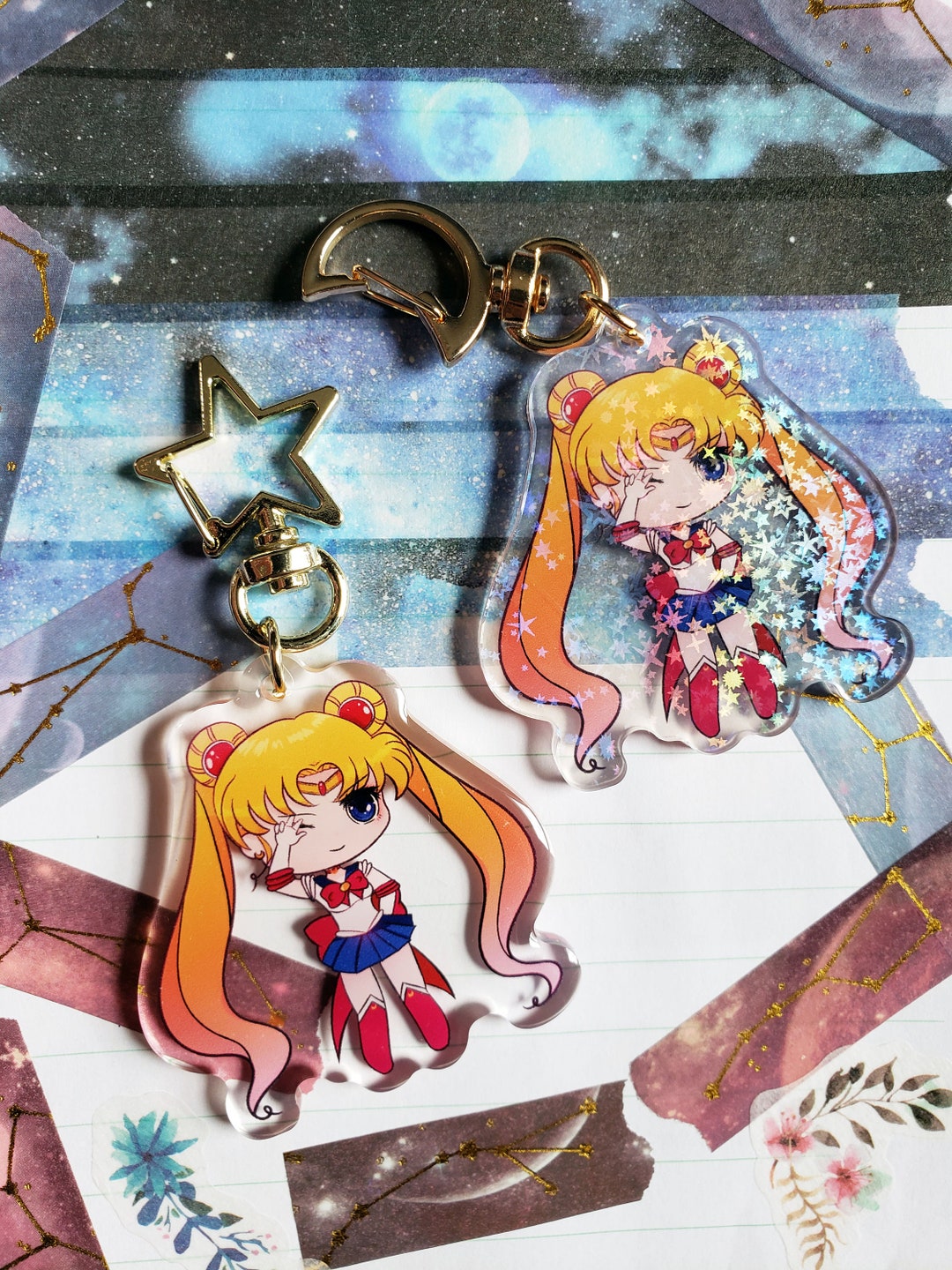 2 Sailor Moon Epoxy Dome OR Star Holographic Acrylic Chibi Charm - Etsy