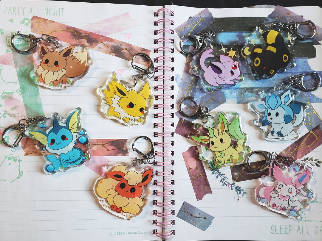 2" Eeveelution Pokemone Acrylic Phone Charm Flareon Jolteon Vaporeon Eevee Umbreon Espeon ...