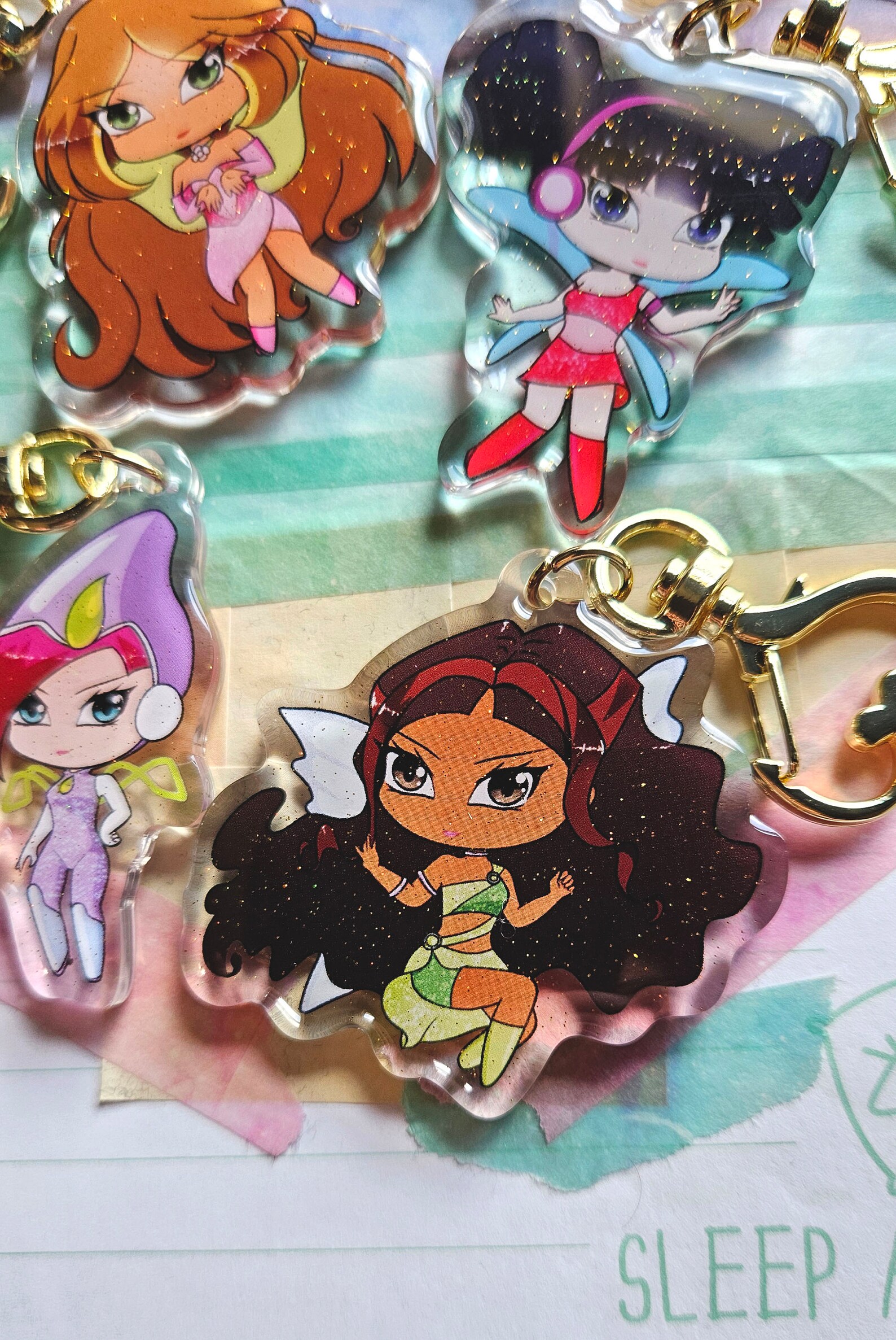 2" Winx Club Double Side Glitter Epoxy Phone Charm - Etsy