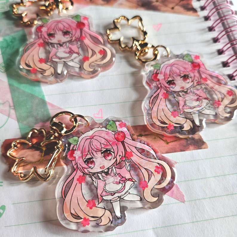 I[last BATCH] 2" Sakura Holographic Cafe Hatsune Miku Keychain Phone ...