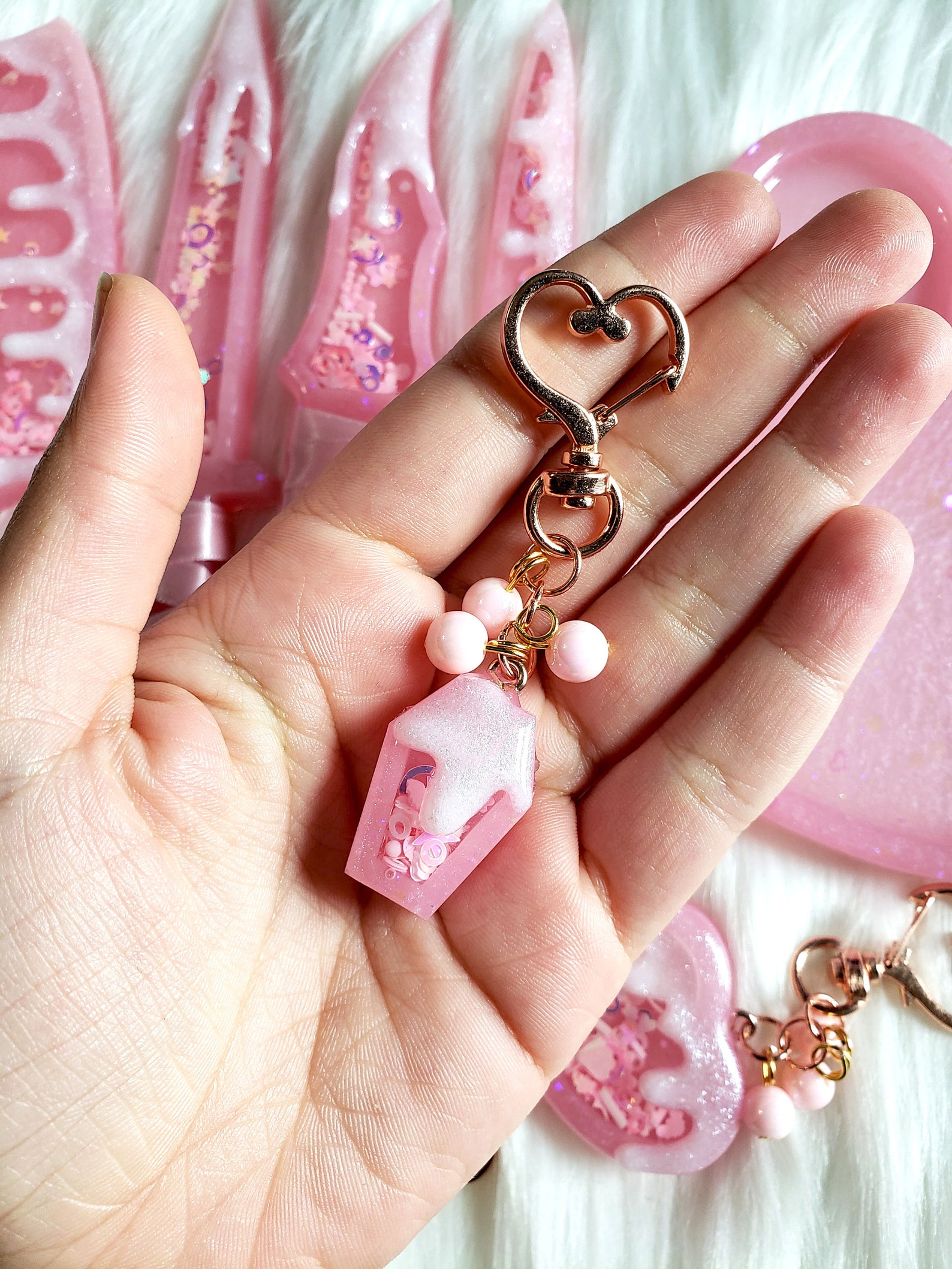 Iridescent Pastel Soft Pink Resin Daggers Cleaver Trinket - Etsy