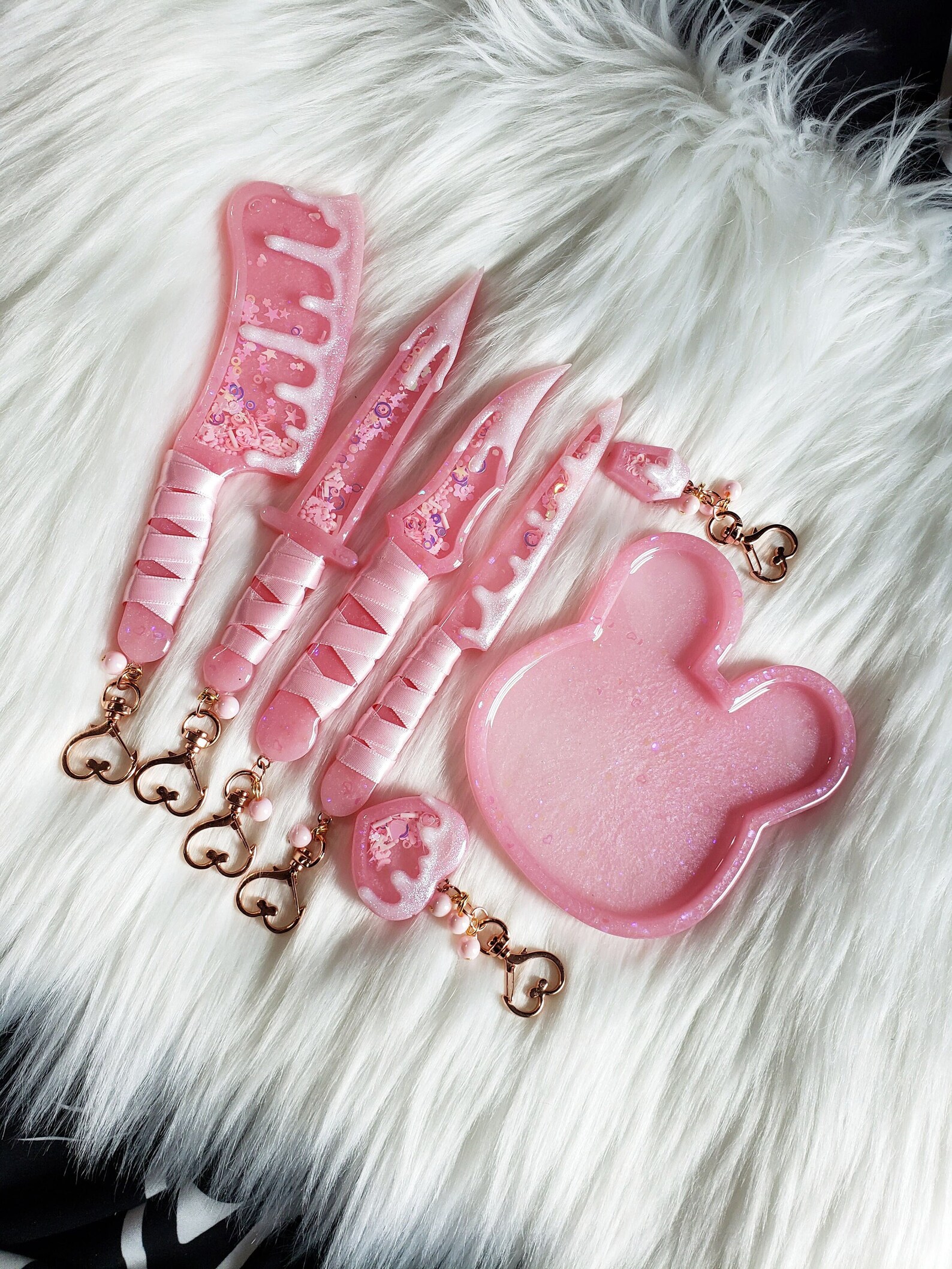 Iridescent Pastel Soft Pink Resin Daggers Cleaver Trinket - Etsy