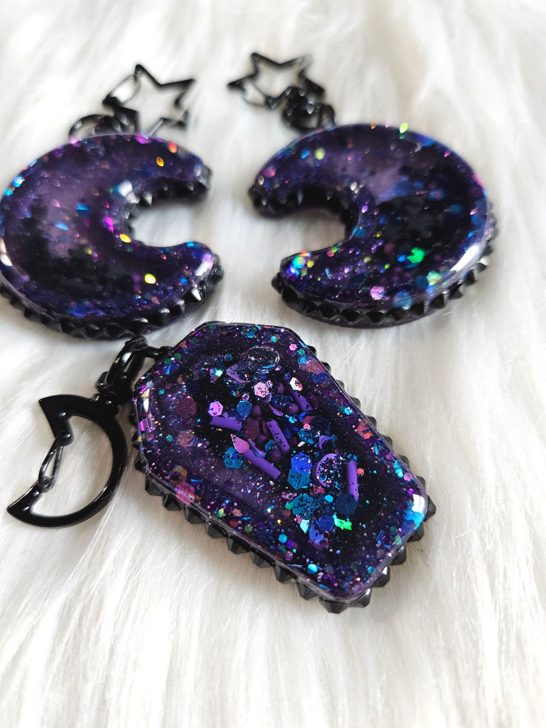 Studded Purple Gothic Coffin Moon Crescents Resin Shakers - Etsy