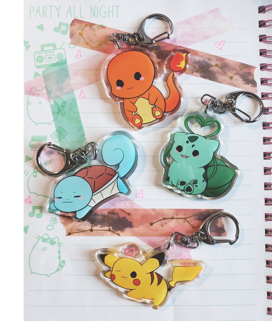 2 Gen 1 Starter Pokemone Pikachu Charmander Bulbasaur Squirtle Acrylic ...