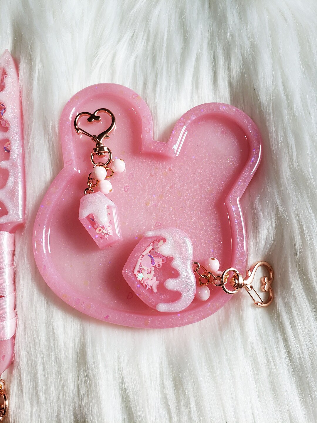 Iridescent Pastel Soft Pink Resin Daggers, Cleaver, Trinket Tray ...