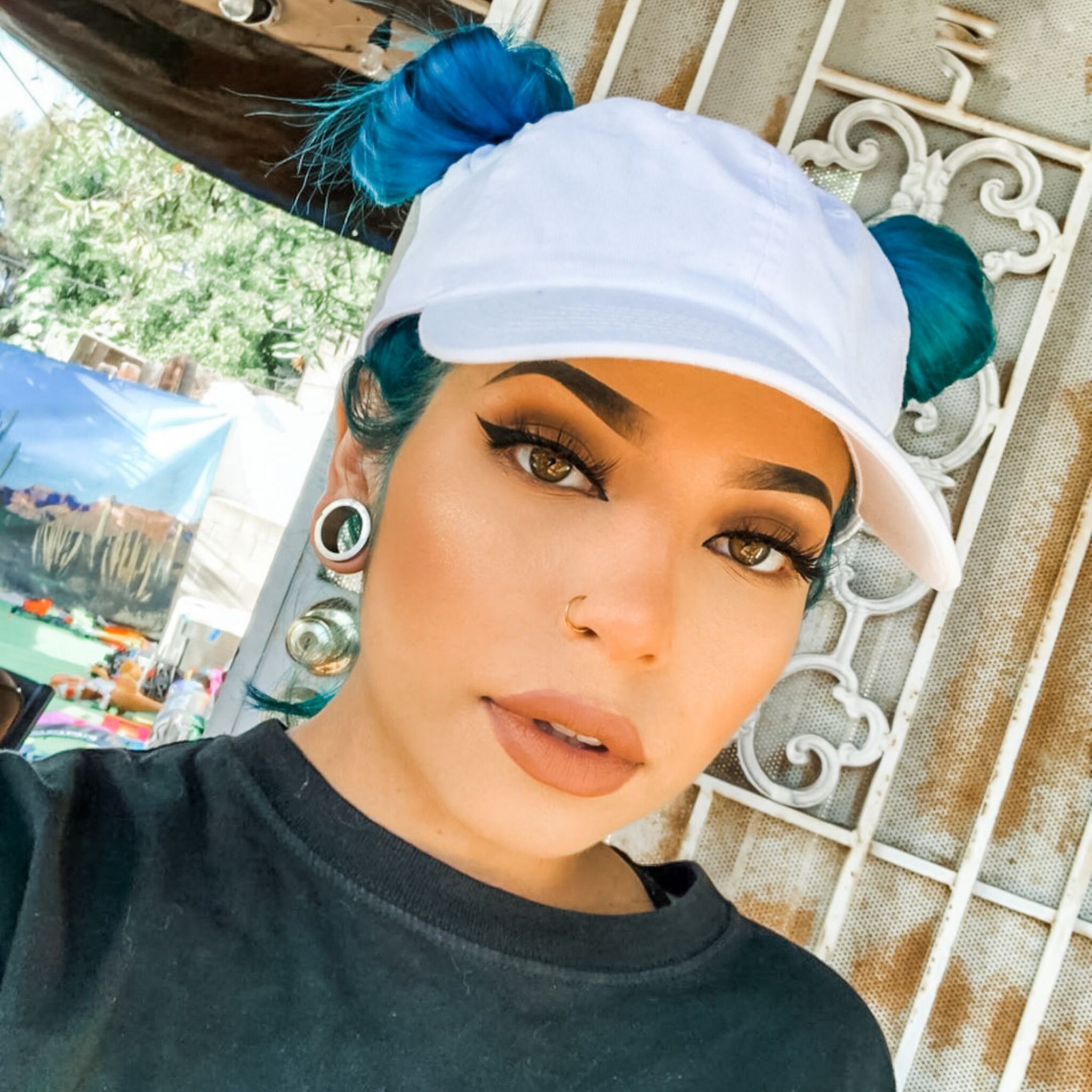 BUNZ OUT White Baseball Cap Space Buns Pigtail Cap Female Cap Pony Cap ...