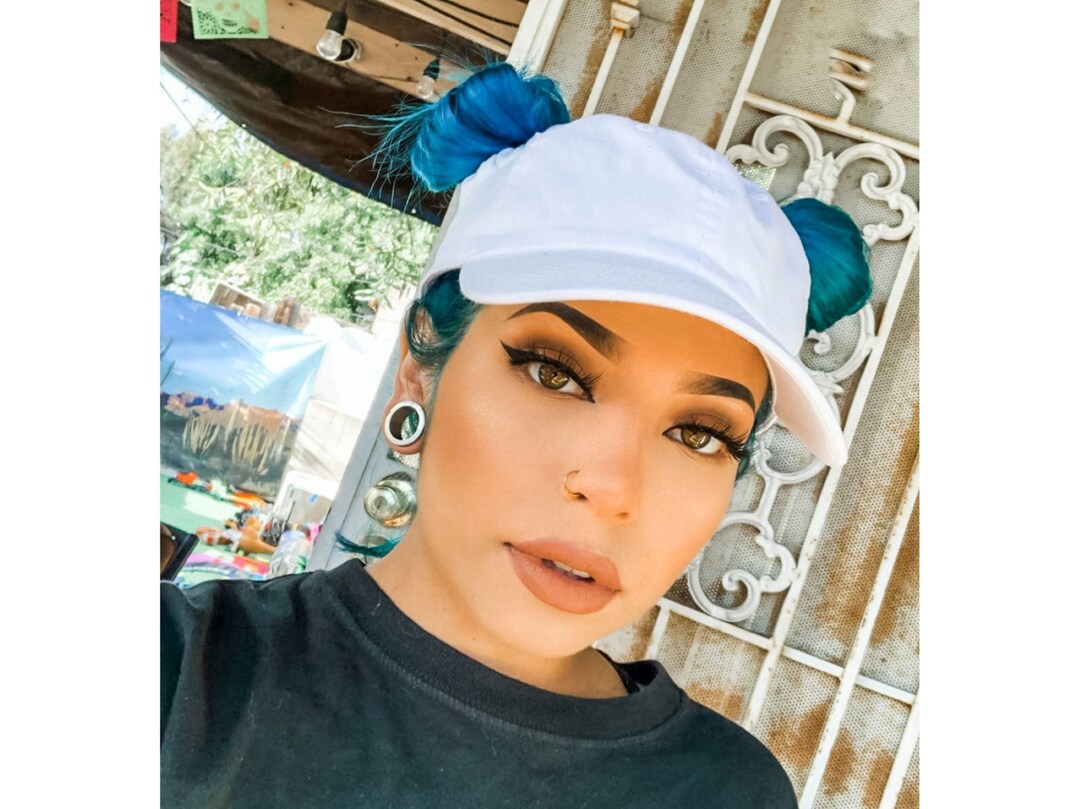 BUNZ OUT White Baseball Cap Space Buns Pigtail Cap - Etsy