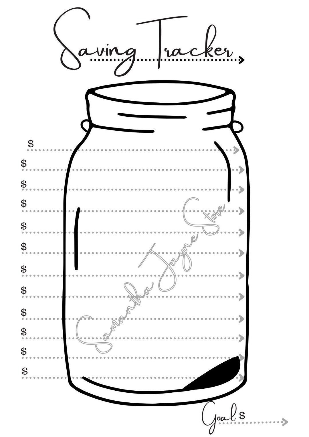 Mason Jar Saving Tracker - Etsy