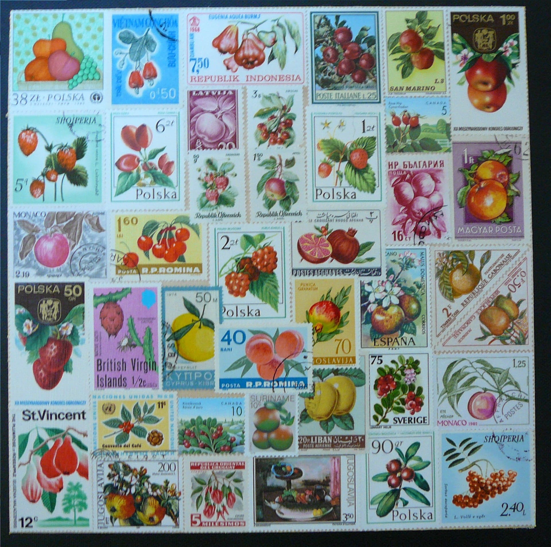 Fruits postage stamp collage | Etsy