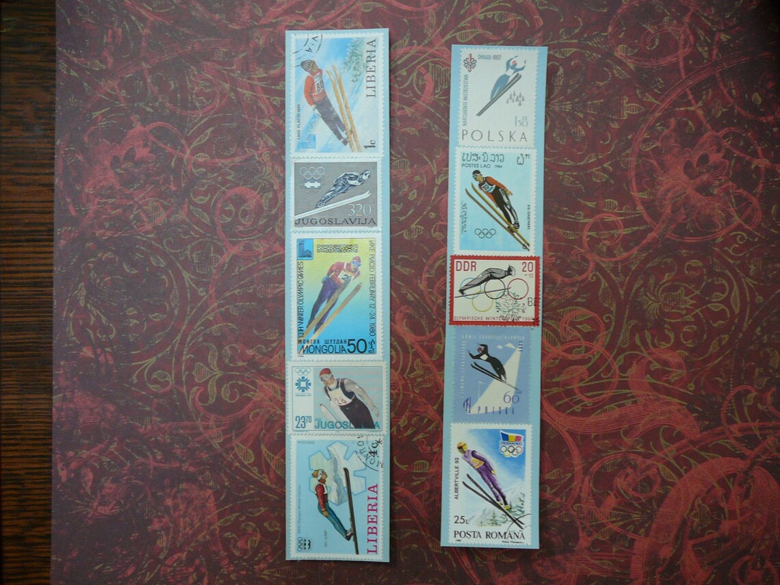 Ski Jumping Postage Stamps Pair of Bookmarks - Etsy