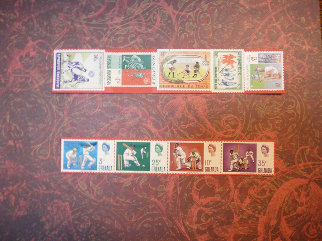 Field Hockey and Cricket Pair of Postage Stamp Bookmarks - Etsy