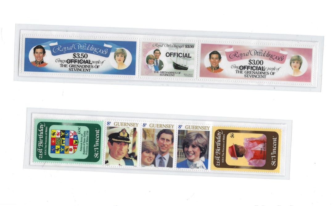 Pair of Princess Diana Postage Stamp Bookmarks - Etsy