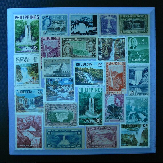 Waterfalls Postage Stamp Collage | Etsy