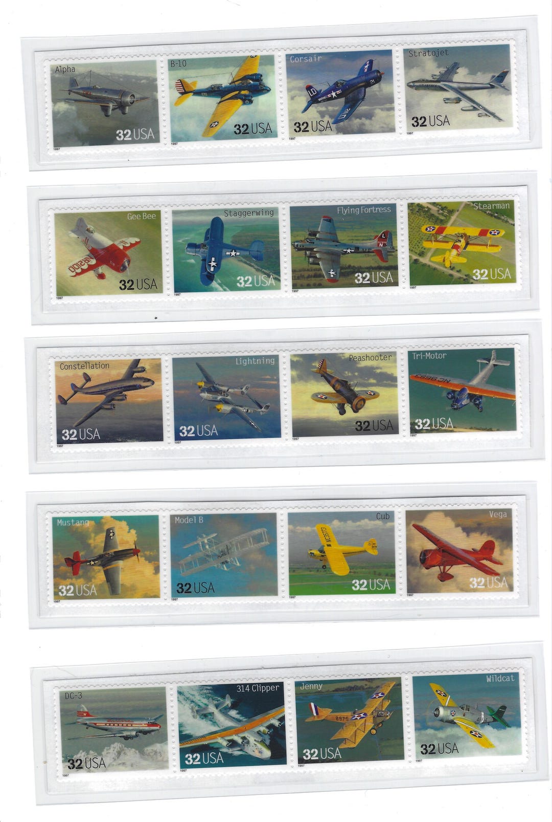 Set of 5 American Classic Airplane Postage Stamp Bookmarks - Includes a ...